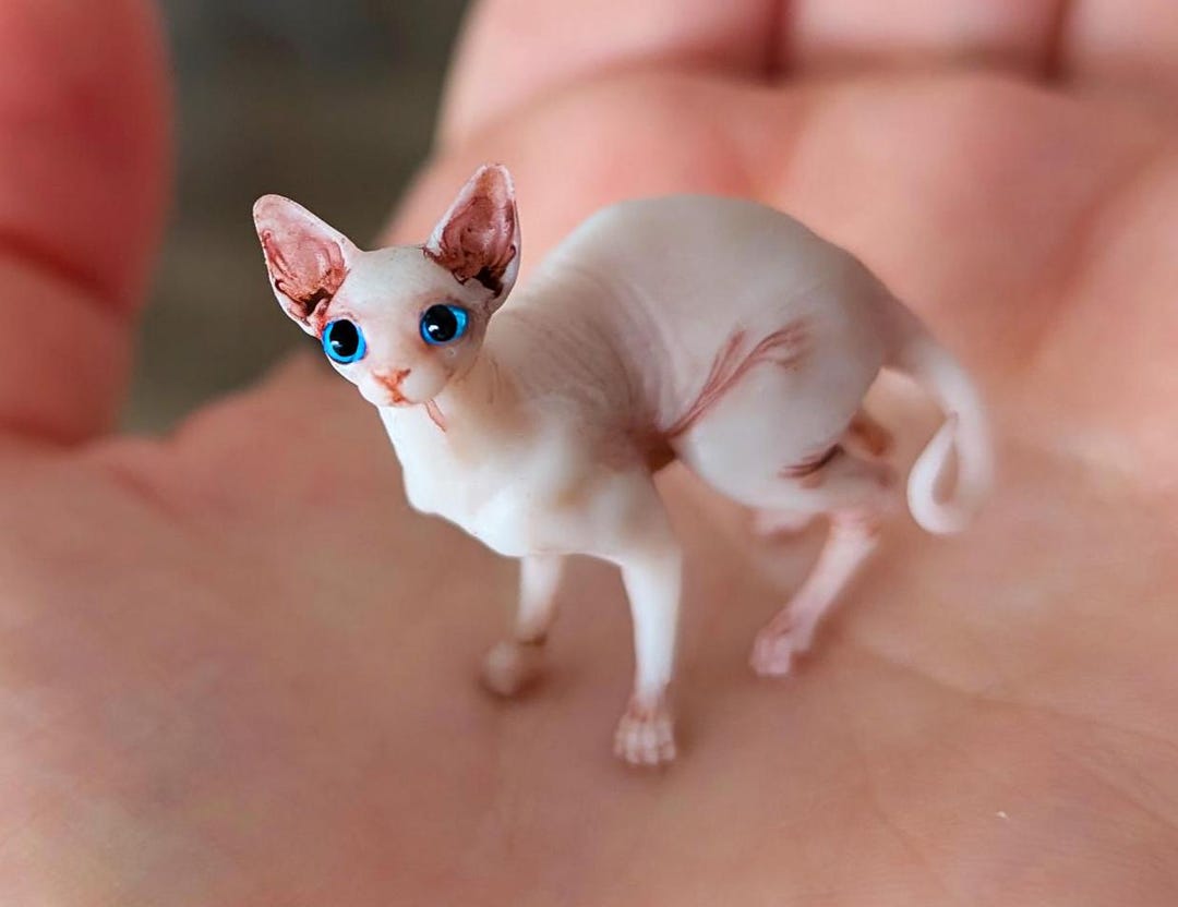 Miniature Walking Sphynx Cat, Artisan Pet in 1:12 Twelfth Scale for ...