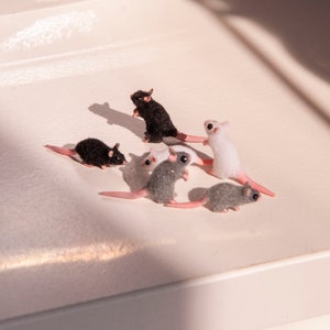 Miniature Mice Kit of 6 Pcs, Mouse Pet in 1:12 Twelfth Scale for Doll ...