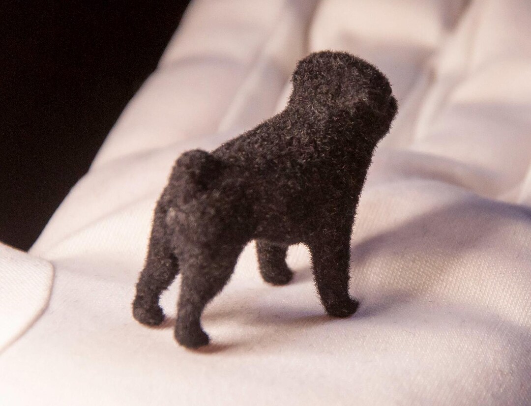 Miniature Black Pug, Boxer Dog. Artisan Bulldog Puppy Pet in 1:12 Scale ...