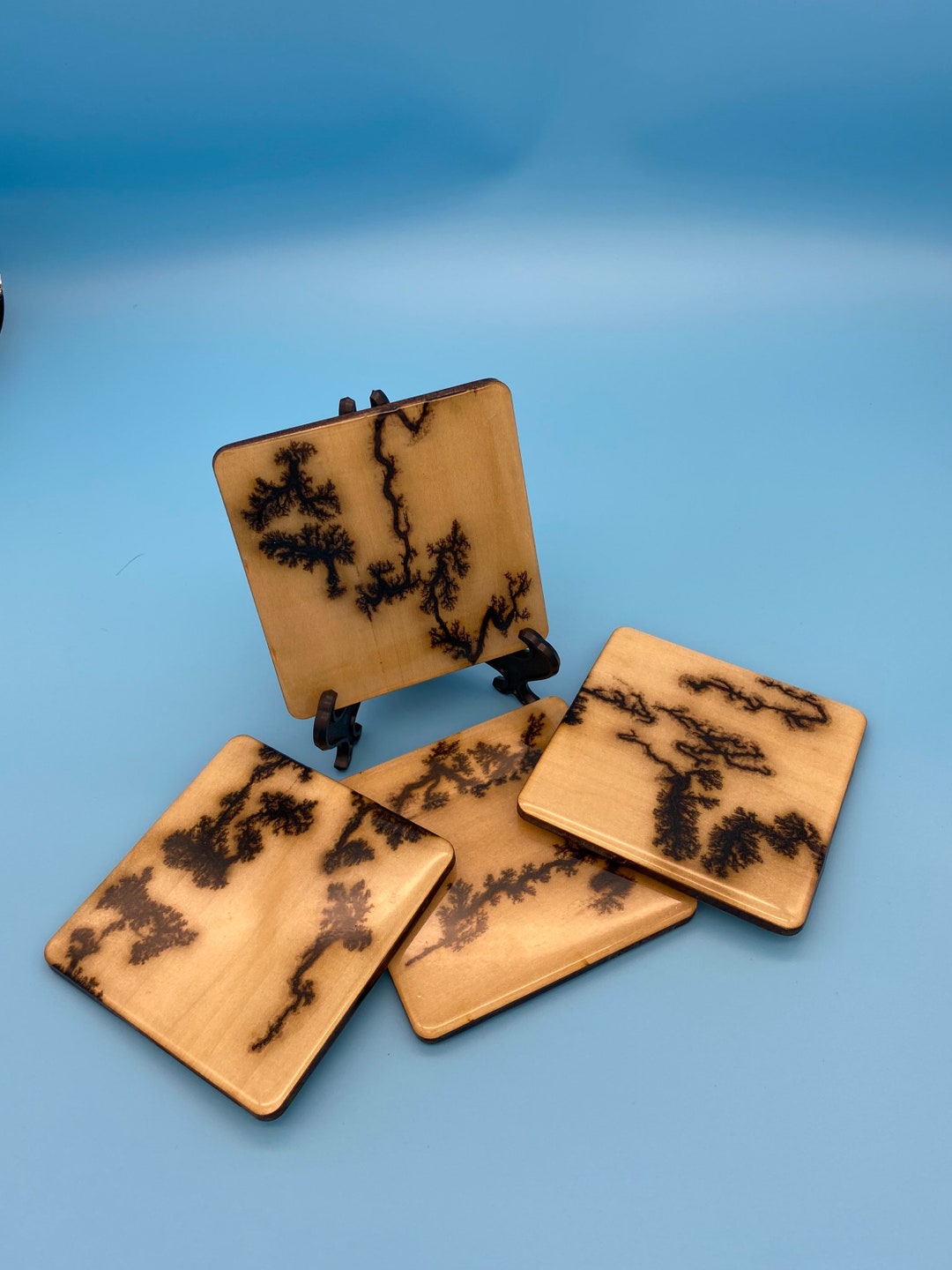 Square Fractal Wooden Coasters - Etsy