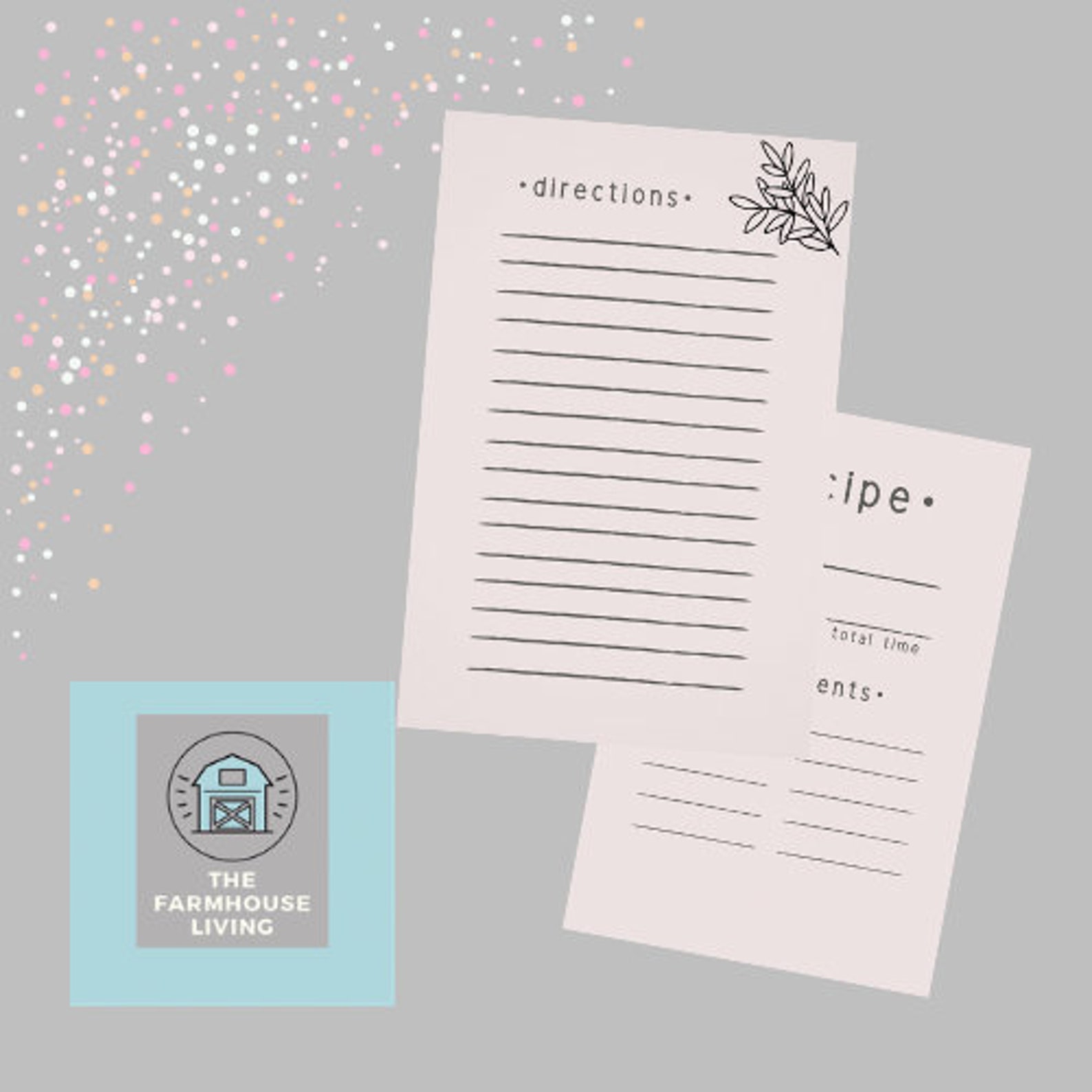 Vertical Recipe Card | Printable | Simple - Etsy UK