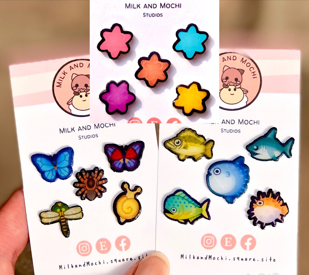 Mini Animal Pins Set Bugs Fish Sea Creatures Gyroids Star - Etsy