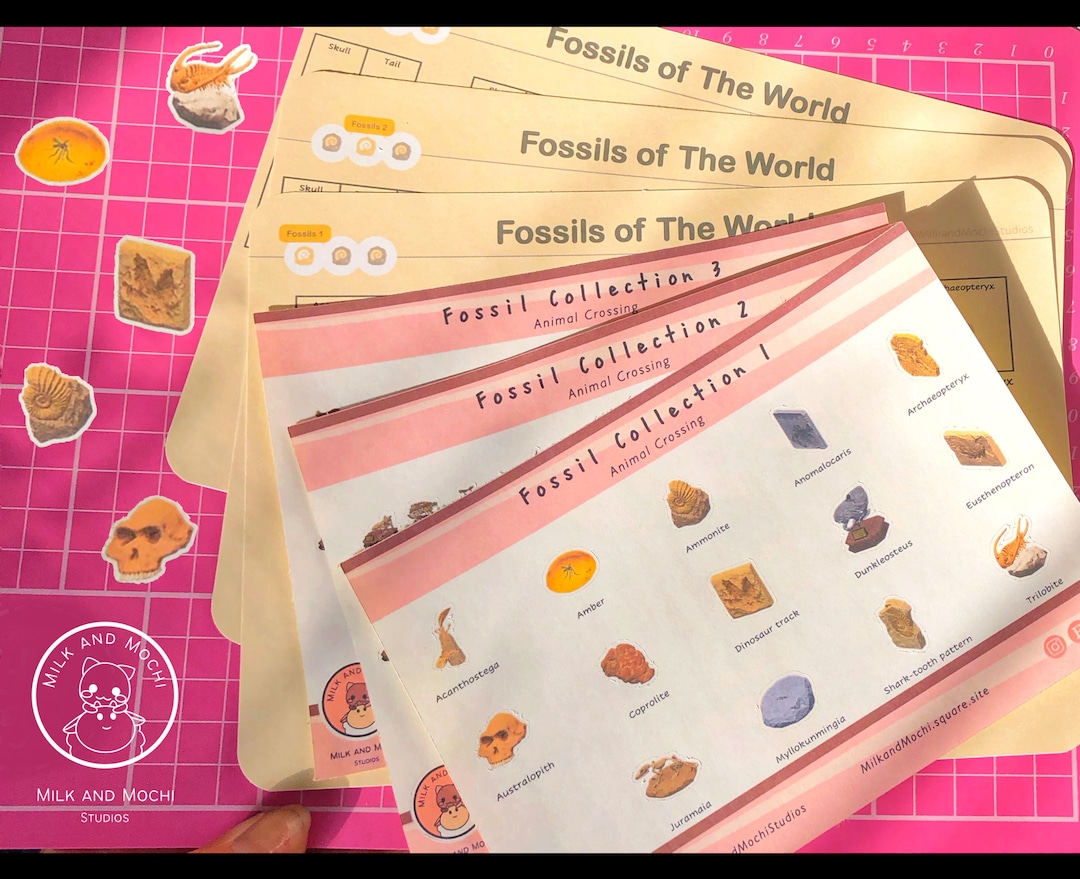 Fossil Sticker Sheet Museum Collection Pack | Game Completion Progress ...