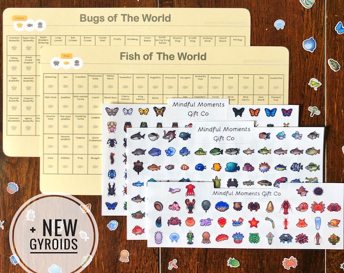 Animal Crossing Critterpedia Sticker Sheet, ACNH Insects Fish Sea ...