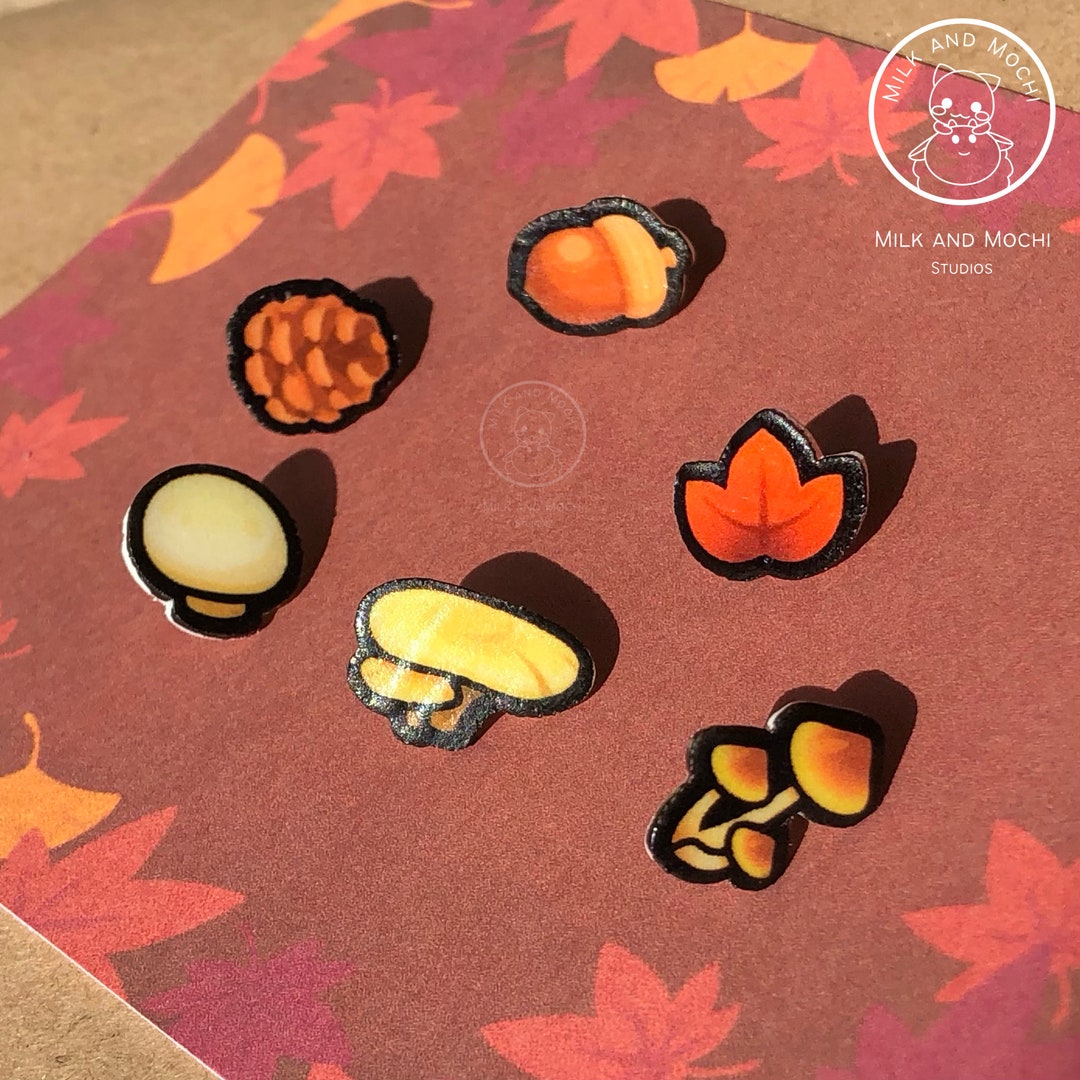 Mini Pins Set Isabelle Fall Autumn Acorns Pinecones Mushrooms Pumpkins ...