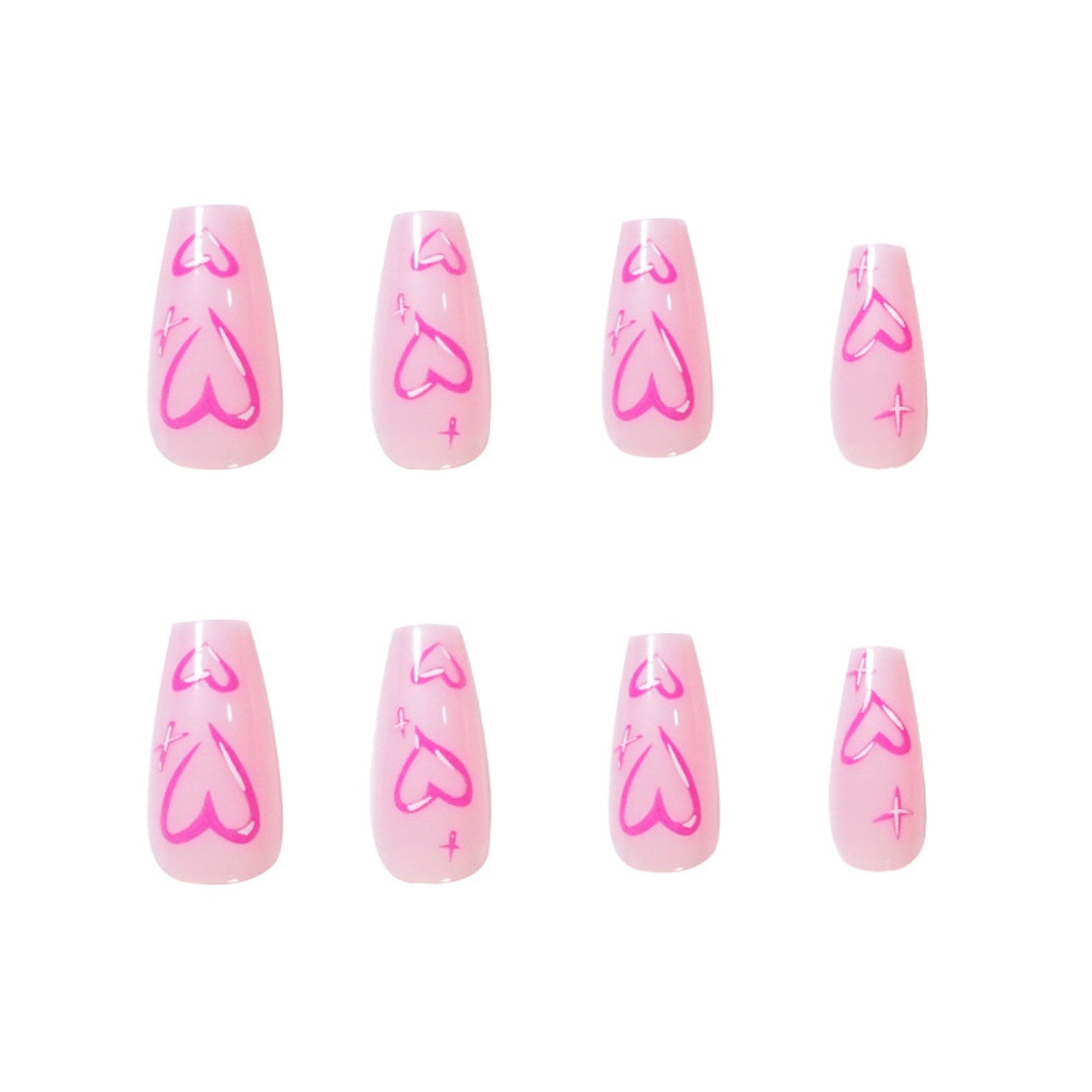 24pcs Xtra Long Pink Press on Nail Set for Women Full Cover - Etsy