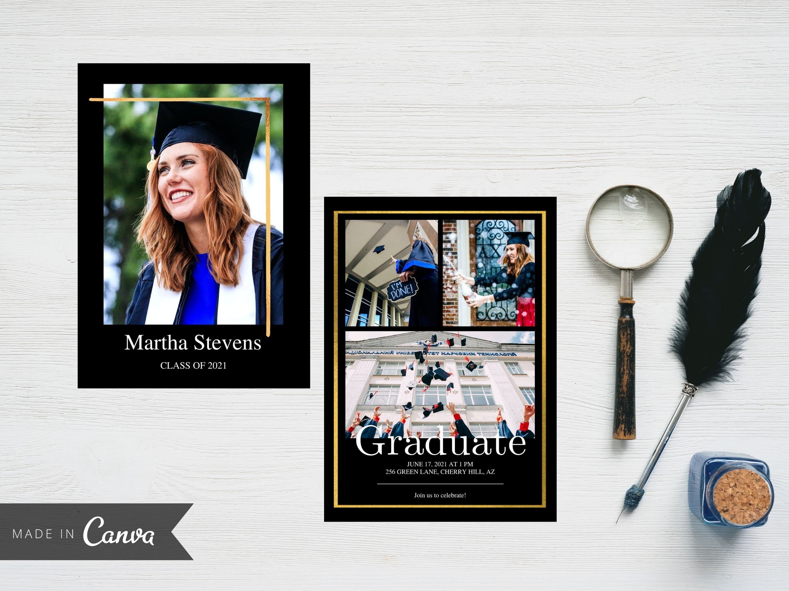 Graduation Canva Template Graduation Announcement Card - Etsy