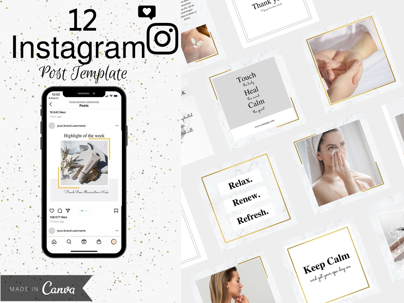 SPA Beauty Instagram Post Templates, Minimalist IG Post, Canva Template ...