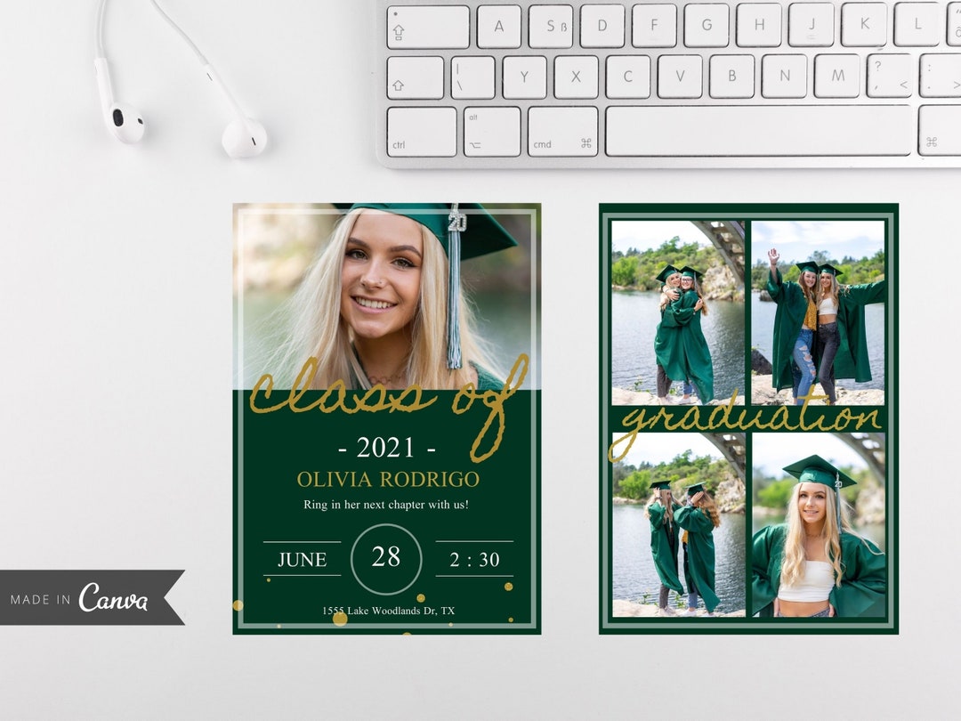 Graduation Canva Template, Graduation Announcement Card Template ...
