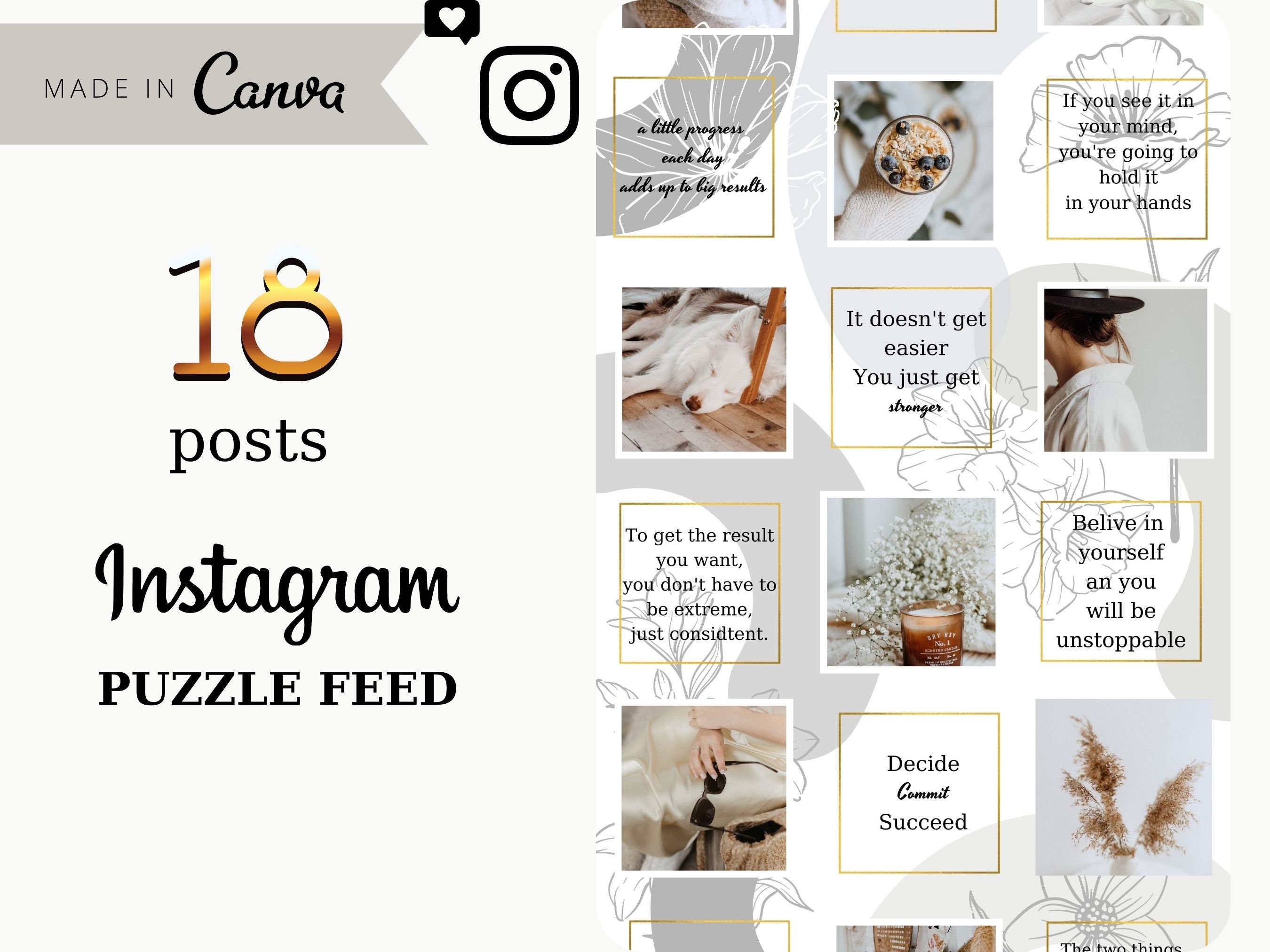 Instagram Puzzle Template Instagram Puzzle Canva Instagram Puzzle Feed ...
