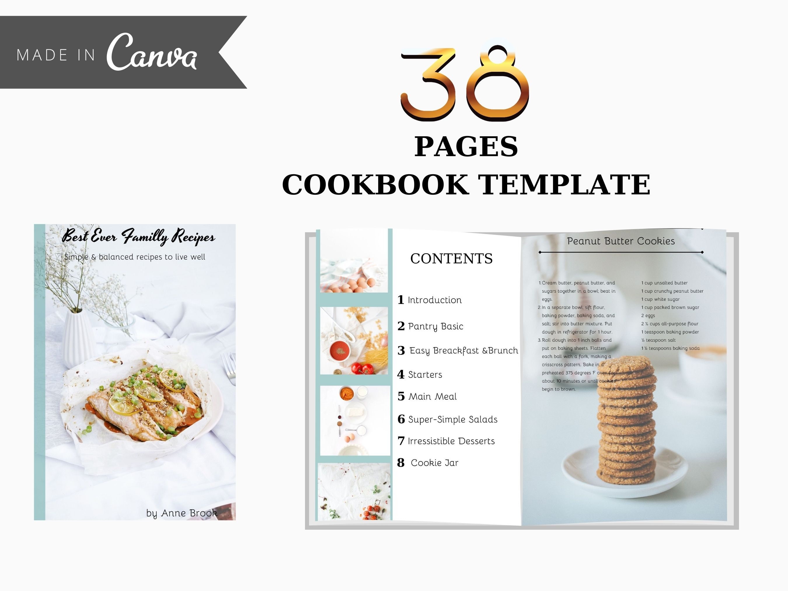 Simple Recipe Book Template, Printable Recipe Book, Canva Template ...