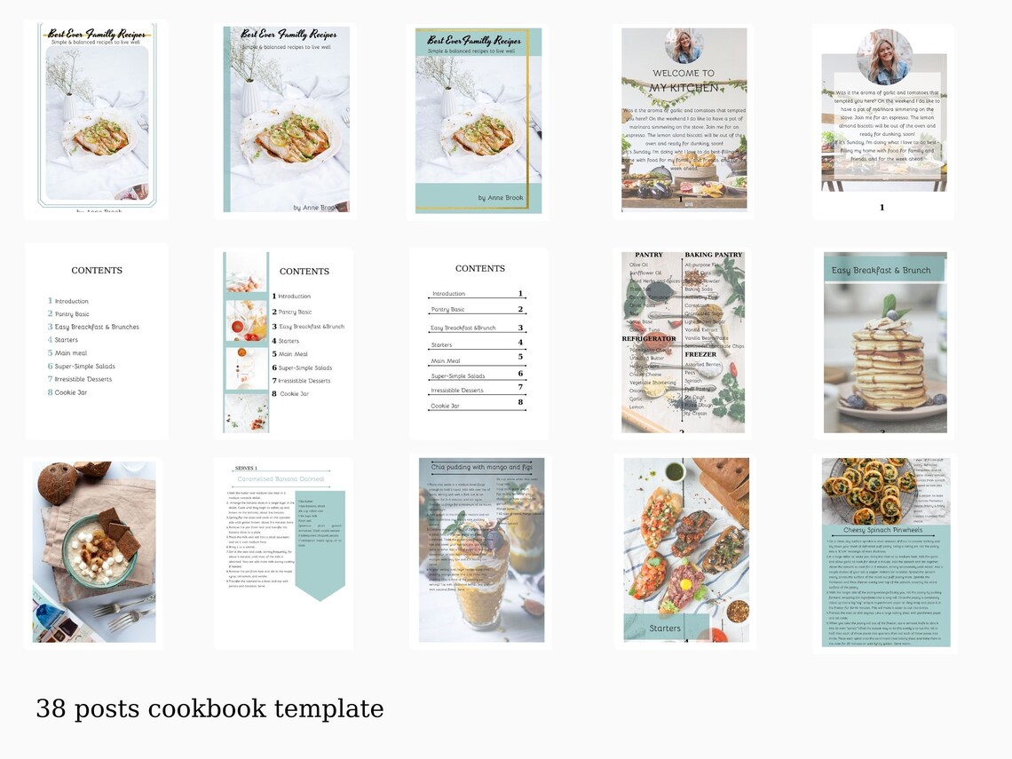 Simple Recipe Book Template, Printable Recipe Book, Canva Template ...