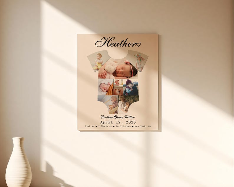 Custom Shape Photo Collage: Personalized Baby Name Nursery Decor - Etsy