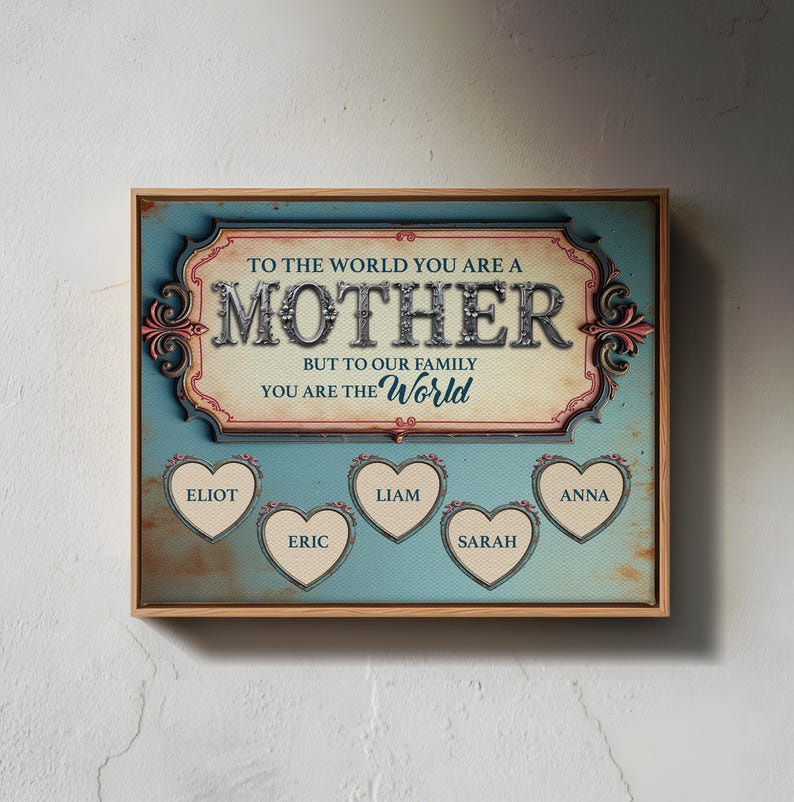 Custom Name Mother's Day Canvas Wall Art, Personalized Vintage Mama ...