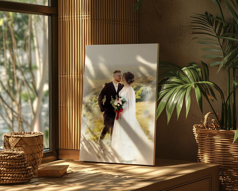 Personalized Watercolor Couple Portrait From Photo Canvas, Custom ...