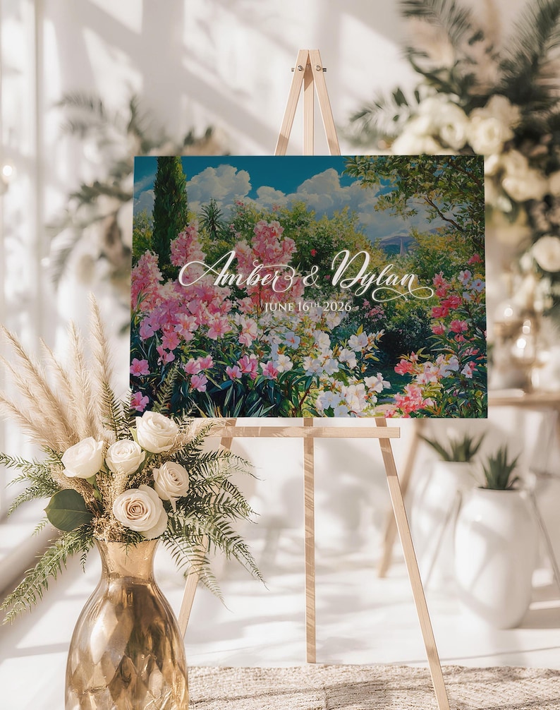 Spring Floral Wedding Welcome Sign, Custom Blushing Garden Entrance ...