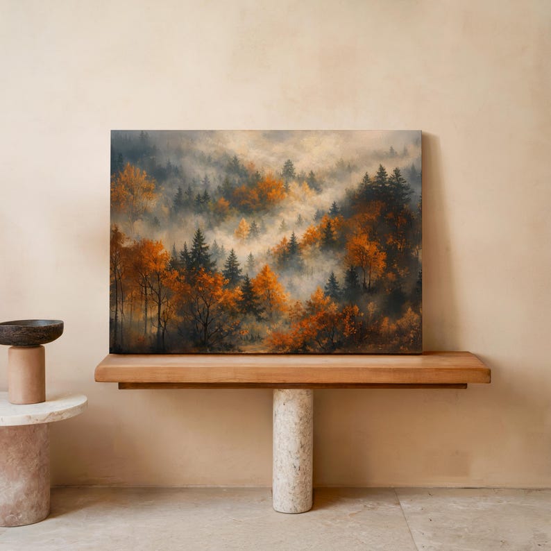 Autumn Forest Landscape Canvas Wall Art, Nature Lover Housewarming Gift ...