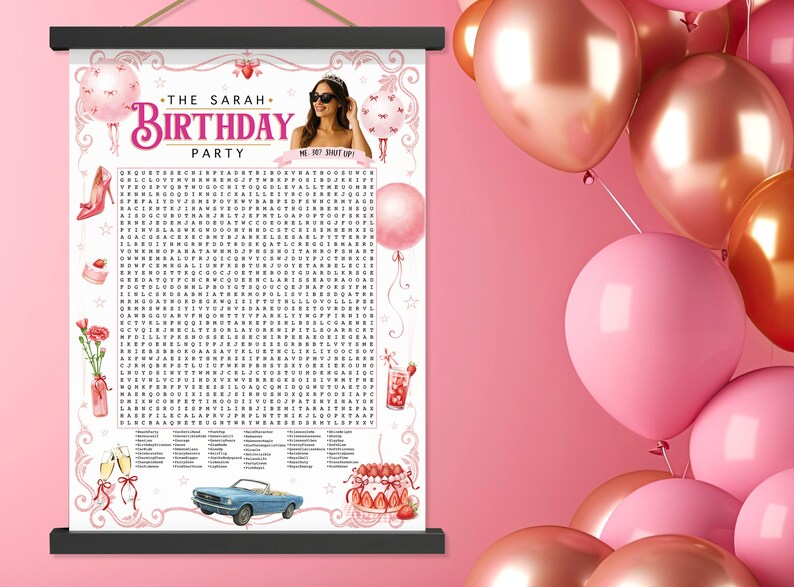 GIANT Birthday Word Search Game, Custom Birthday Party Games ...