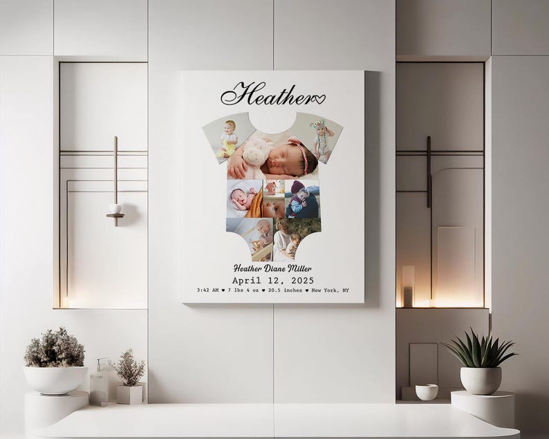 Custom Shape Photo Collage: Personalized Baby Name Nursery Decor - Etsy