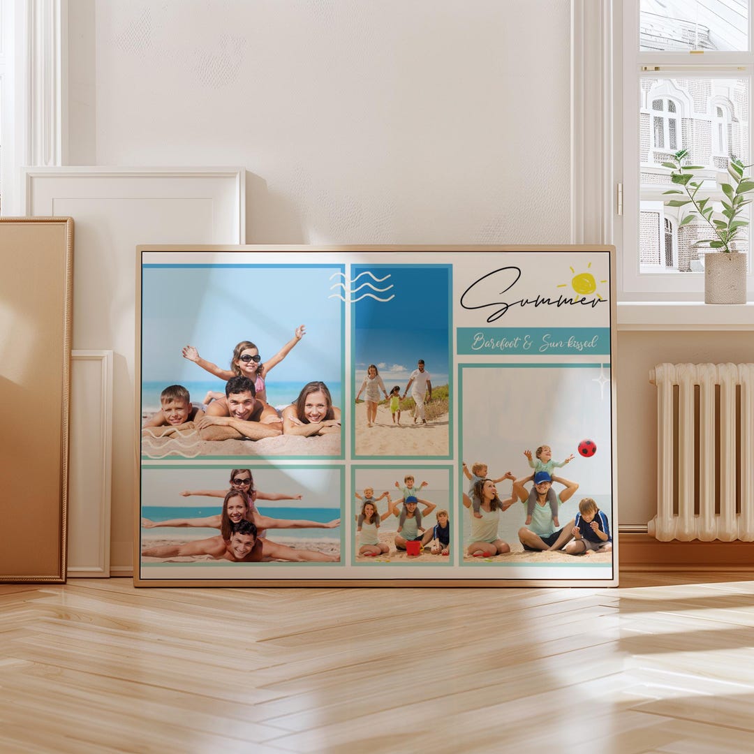 Personalized Summer Vacation Photo Collage Canvas, Custom Family Beach ...