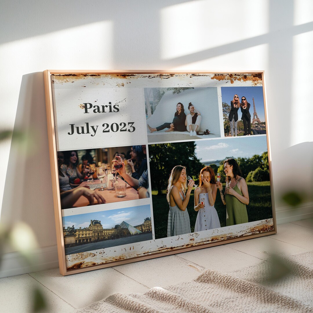 Personalized Friends Trip Photo Collage Canvas: Custom Travel Wall Art ...