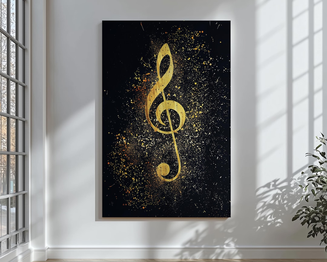 Treble Clef Colorful Canvas Wall Art, Housewarming Gift for Music ...