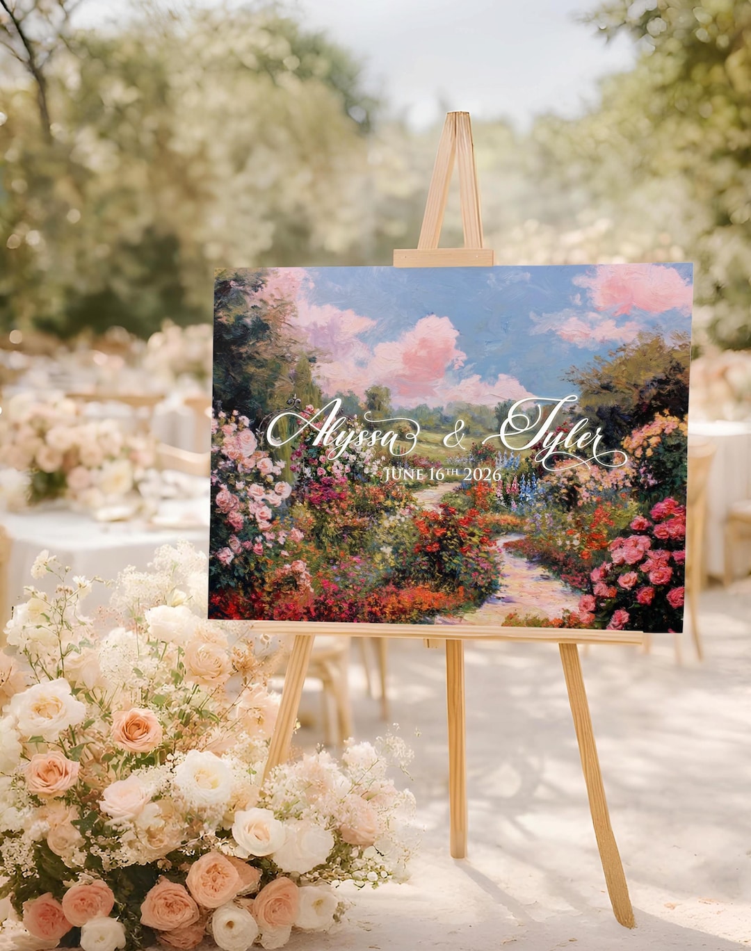 Spring Floral Wedding Welcome Sign, Custom Blushing Garden Entrance ...