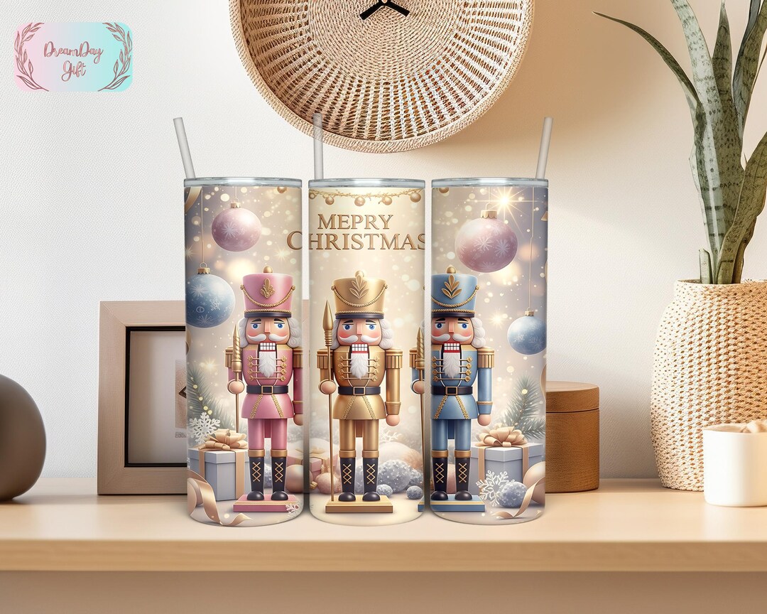 Elegant Nutcracker Christmas Tumbler, 20oz Skinny Stainless Steel Cup ...
