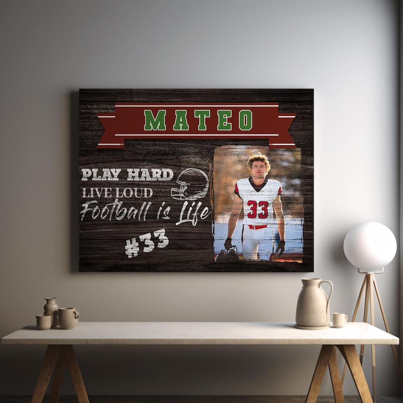 Custom Football Photo Collage Canvas: Senior Night Gift - Etsy