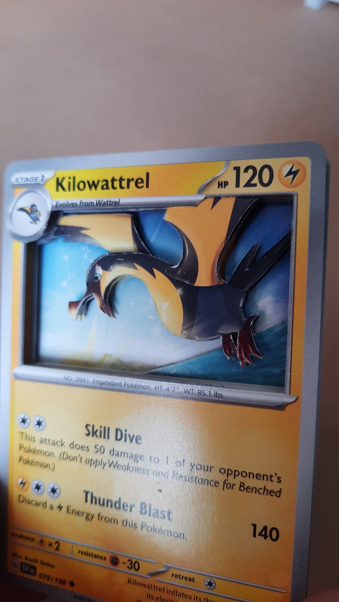 Kilowattrel 3d Pokemon Card Art With Display and Tin - Etsy