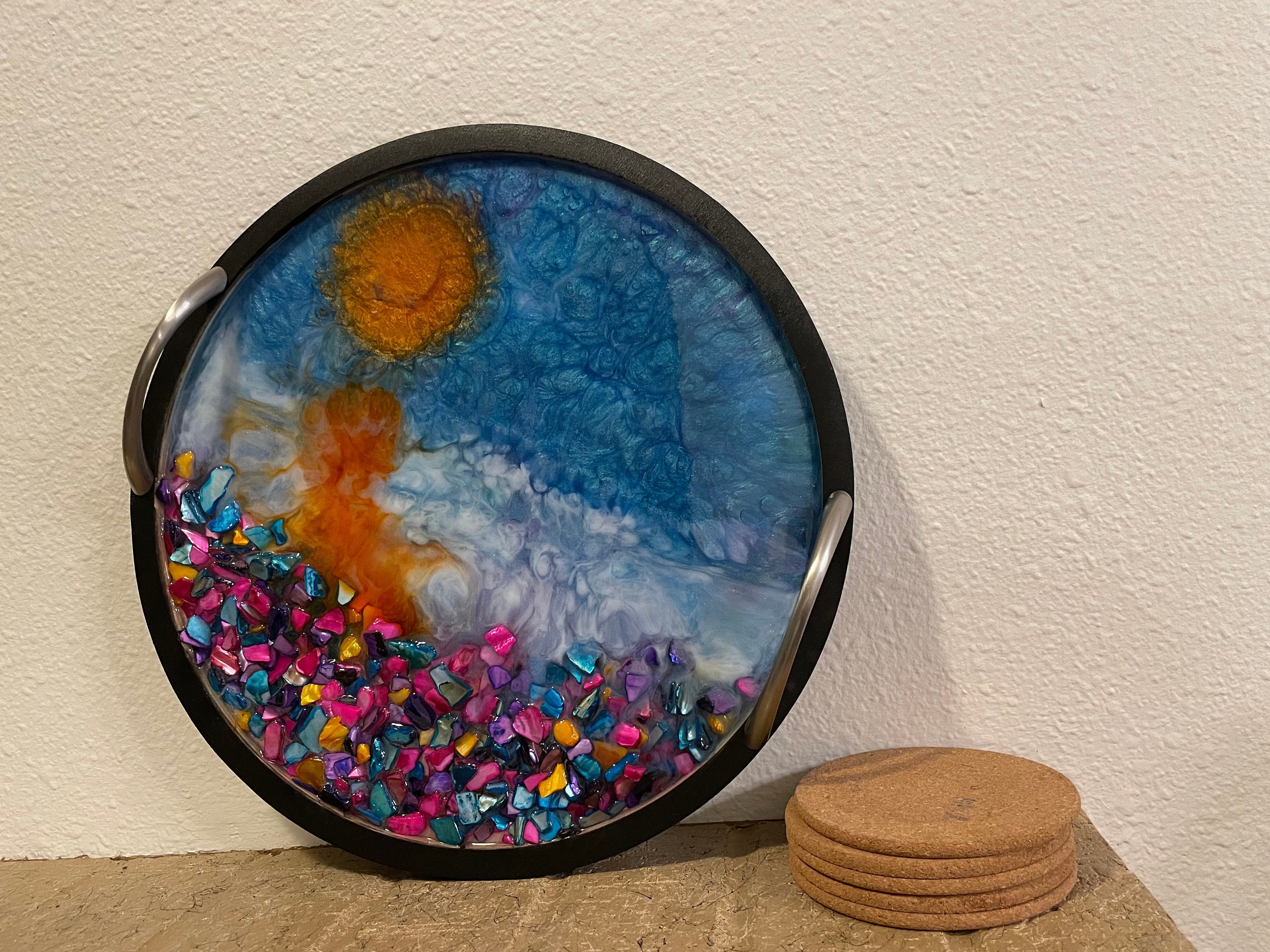13" Resin Ocean Sunset Platter | Serving Tray or Wall Décor - Etsy
