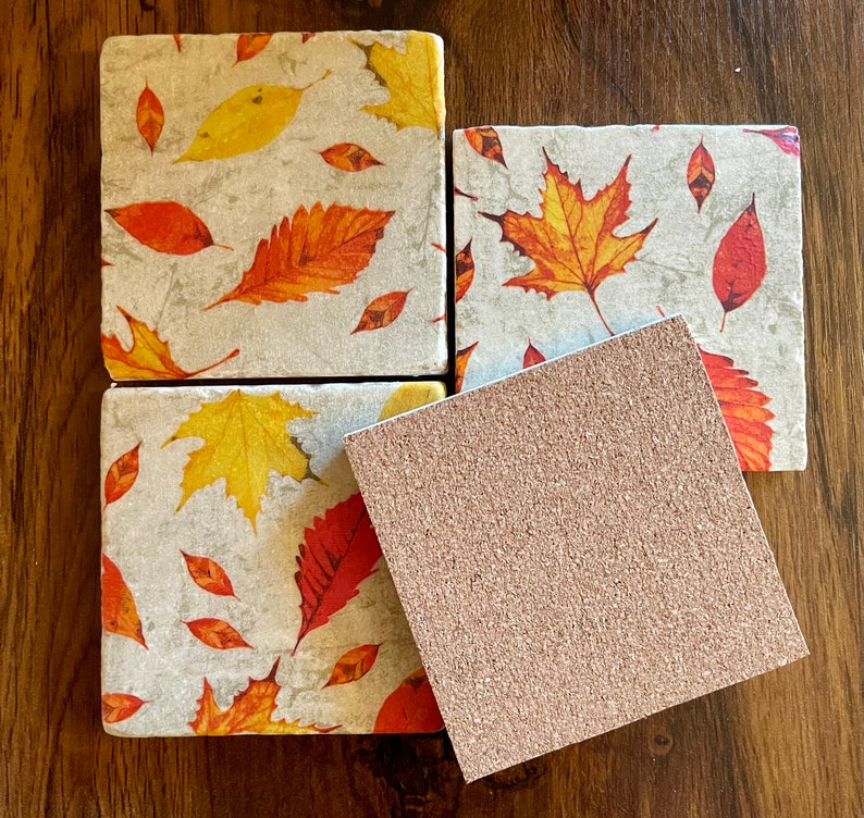 Autumn Leaves Coaster Set/decorative Tiles Decor Fall - Etsy