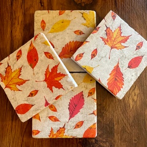 Autumn Leaves Coaster Set/decorative Tiles Decor Fall Decor ...