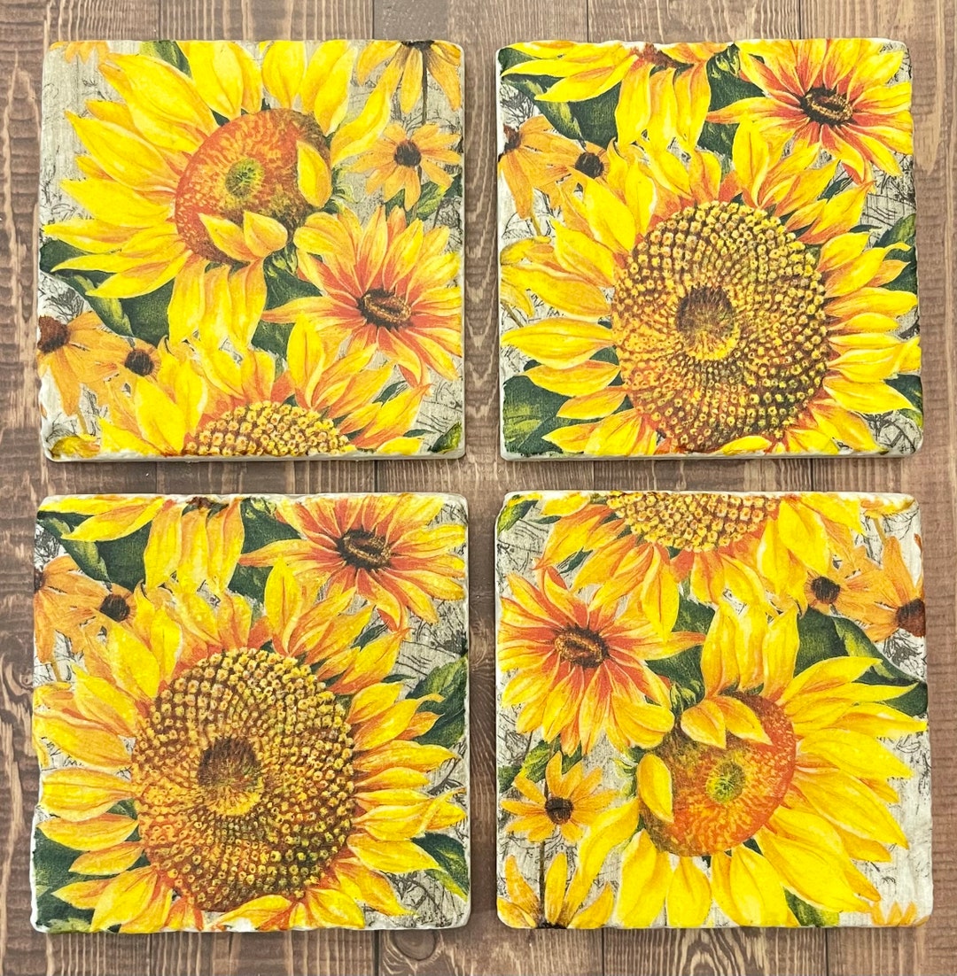 Sunflower Coaster Set - Etsy