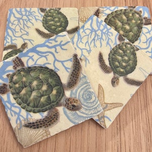 Colorful Sea Turtles Coaster Set/decorative Tiles - Etsy