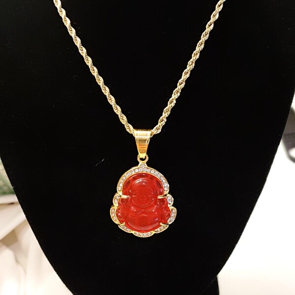 Red Buddha Pendant - Etsy