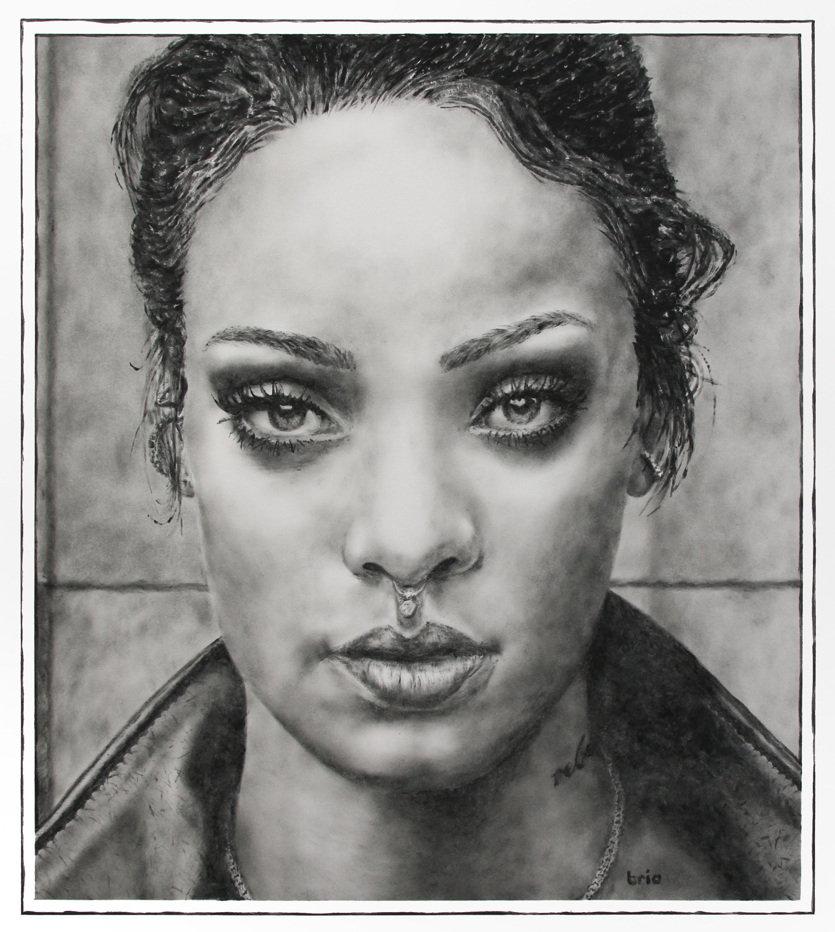 Rihanna Portrait Drawing Done With FENTY F'n Black Lipstick - Etsy