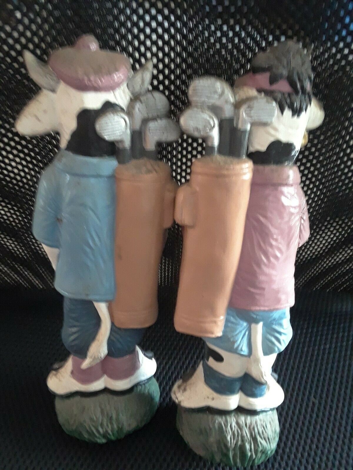 Cow Figurines, A Set of Two, Just Darling Golfing Cows Handcrafted ...