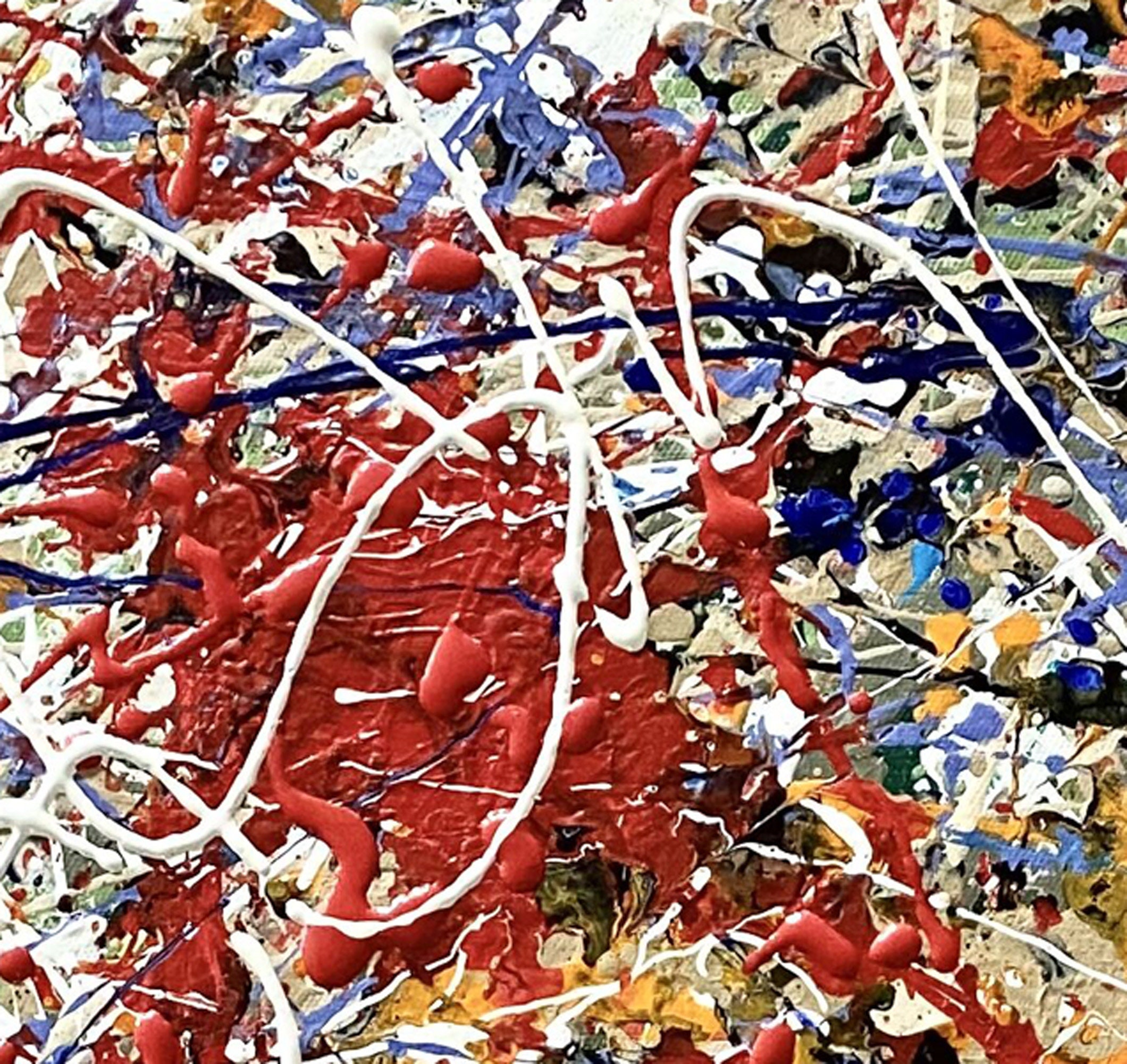 Red Abstract Wall Art, Jackson Pollock Style Painting, Red Abstract ...