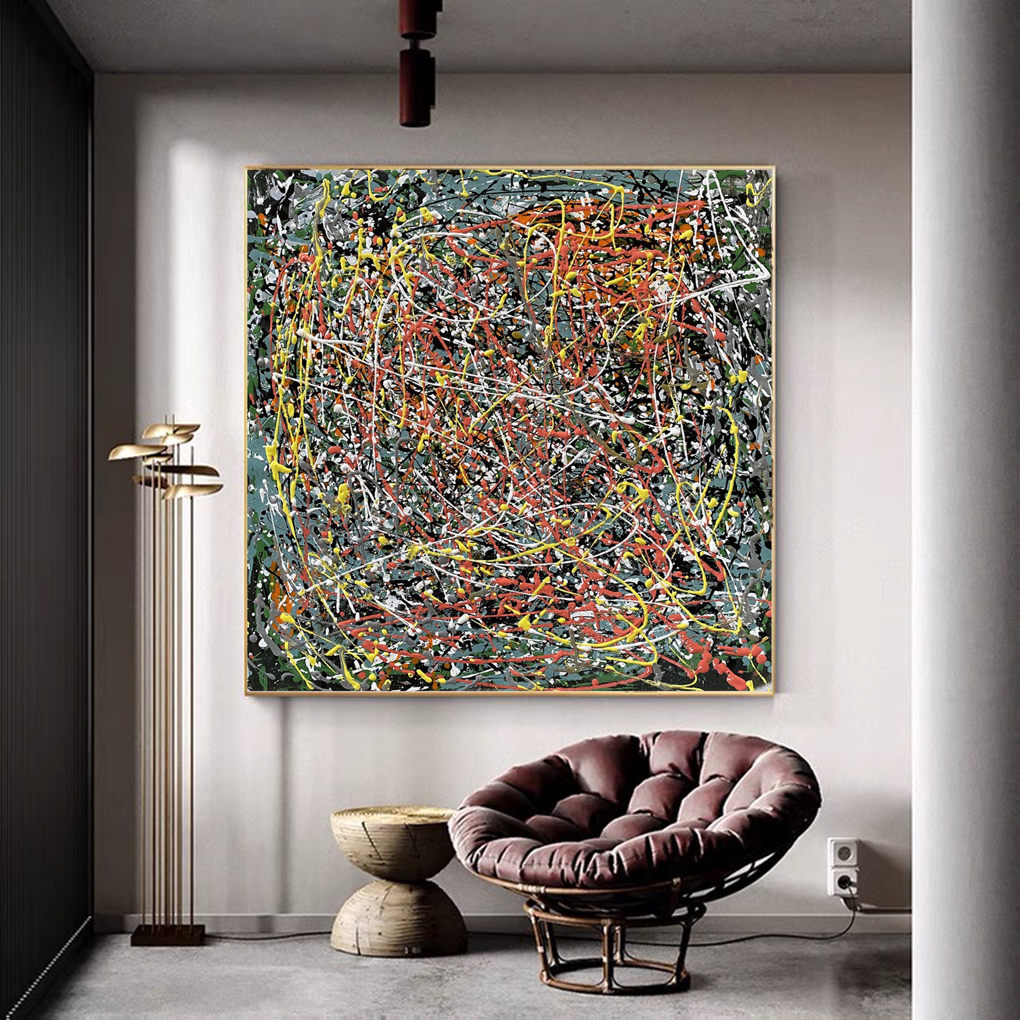 Jackson Pollock Inspired Drip Art Abstract Painting Large Art Living ...
