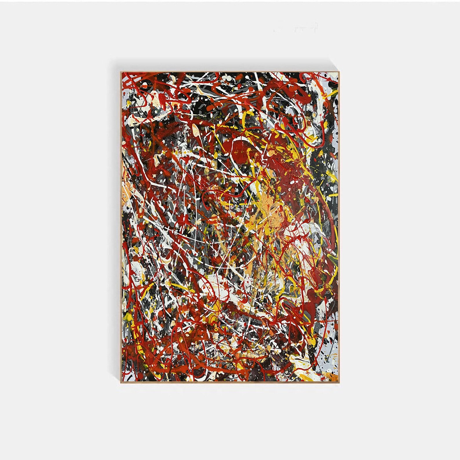 Jackson Pollock Style Red Yellow Acrylic Painting Rich | Etsy