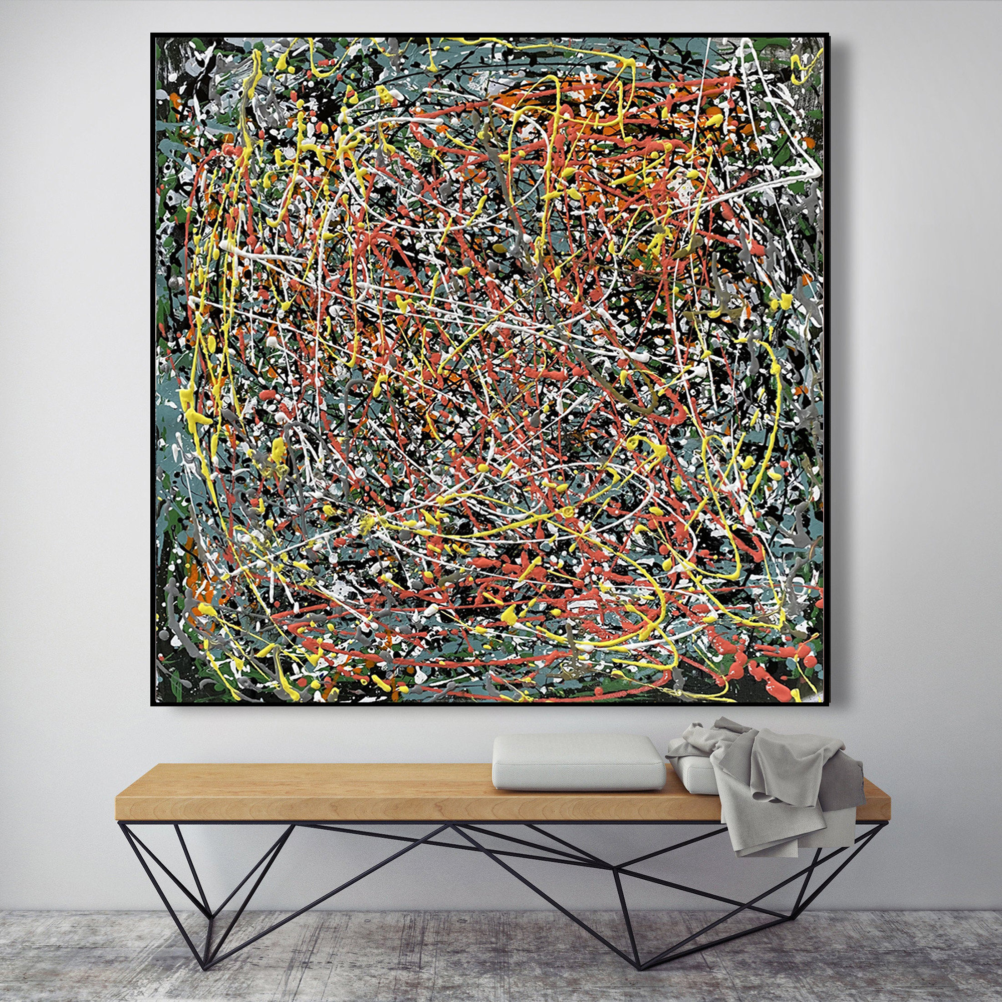 Jackson Pollock Inspired Drip Art Abstract Painting Large Art Living ...