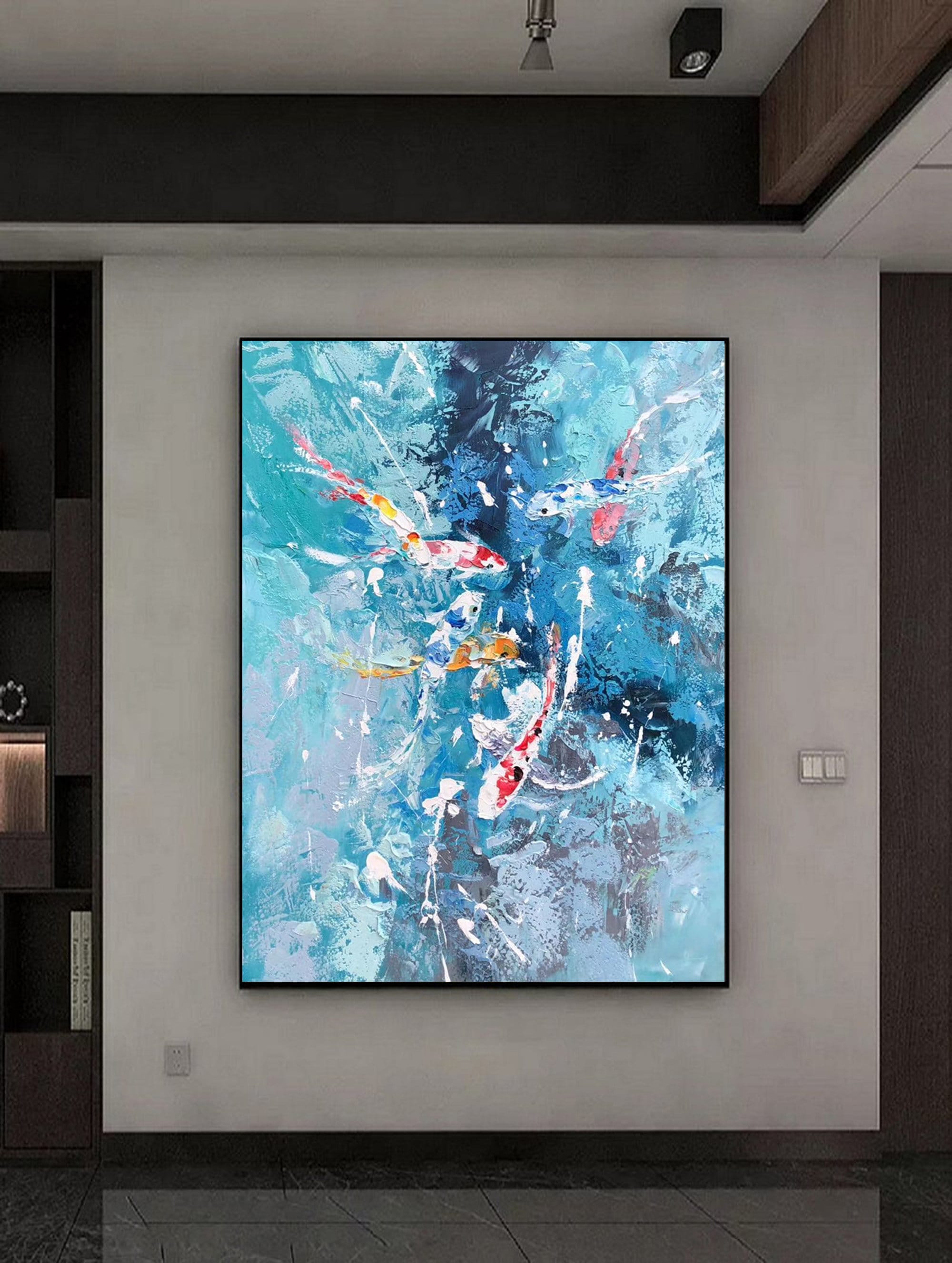 Large Wall Art Impasto Fish Painting Abstract Painting - Etsy