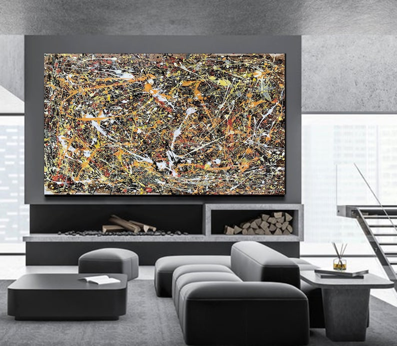 Original Jackson Pollock Style Abstract Wall Art Acrylic Painting ...