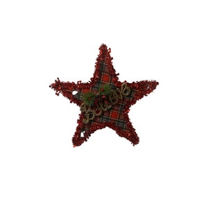 Red Plaid Star believe Christmas Wreath Rustic Holiday Decor, Farmhouse ...