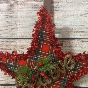 Red Plaid Star believe Christmas Wreath Rustic Holiday Decor, Farmhouse ...