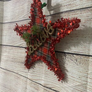 Red Plaid Star believe Christmas Wreath Rustic Holiday Decor, Farmhouse ...