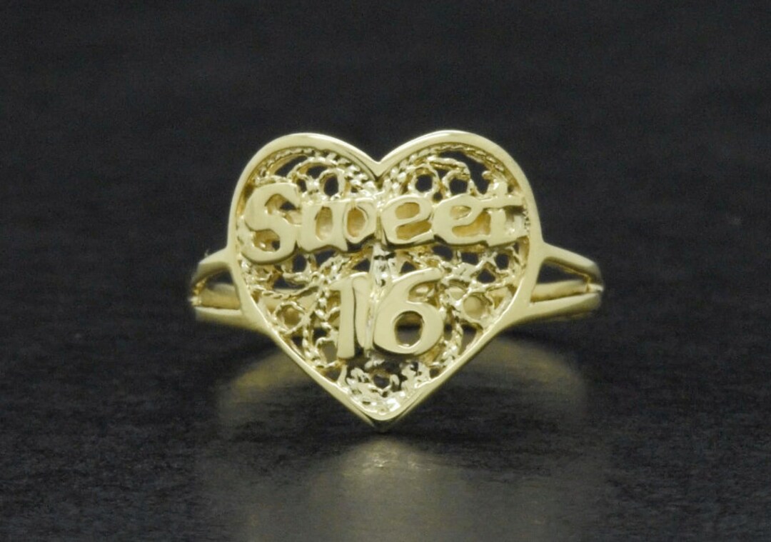 14k Solid Yellow Gold Filigree Sweet 16 Años 16 Years 16th Birthday ...