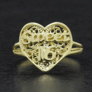 14k Solid Yellow Gold Filigree Sweet 16 Años 16 Years 16th Birthday ...