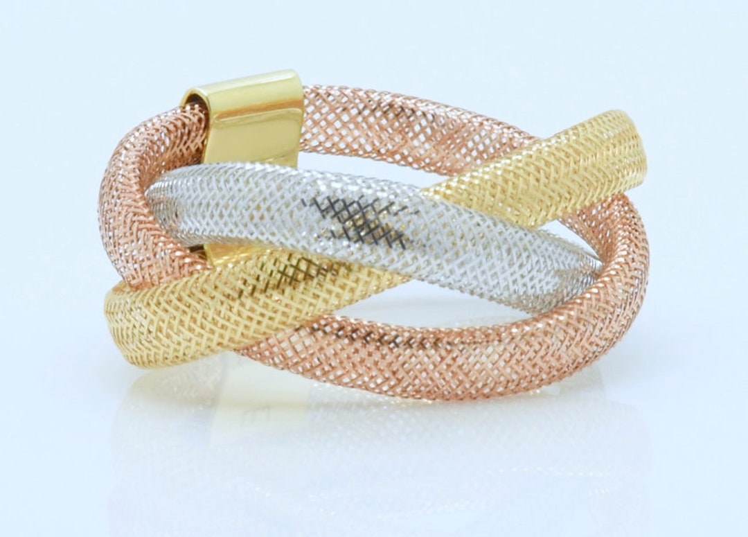 14k Tricolor Three Tone Gold Yellow Whitepink Classy Cocktail Statement ...